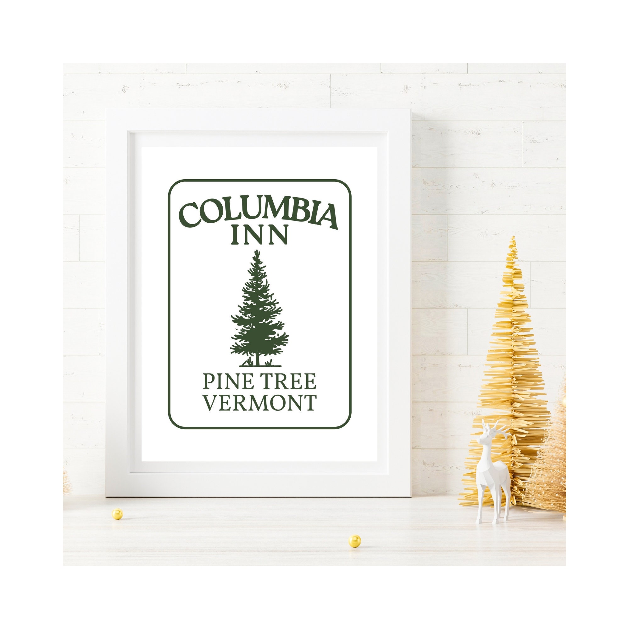 White Christmas Columbia Inn Sign Pine Tree Vermont Digital Prints ...