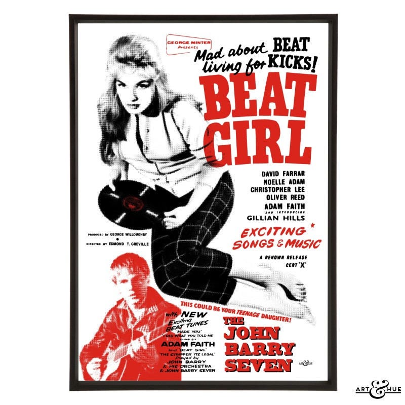 Beat Girl pop art print of the 1959 music film poster starring | Etsy