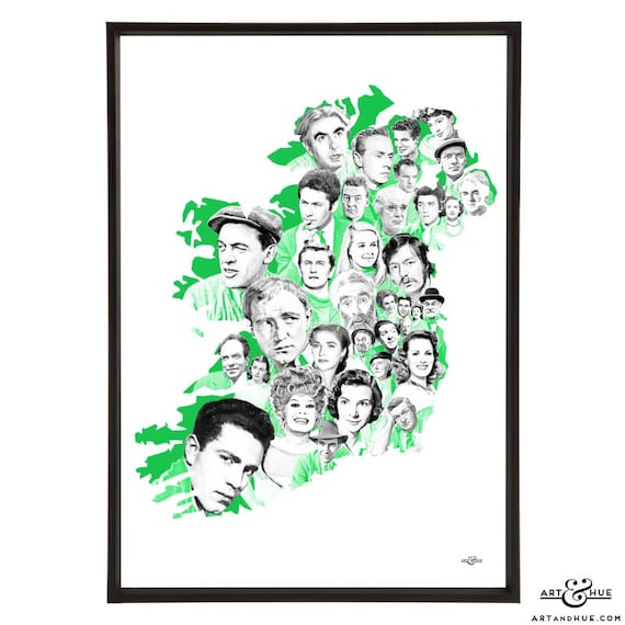 Irish Film Map Pop Art Print Featuring a Map of Ireland With - Etsy