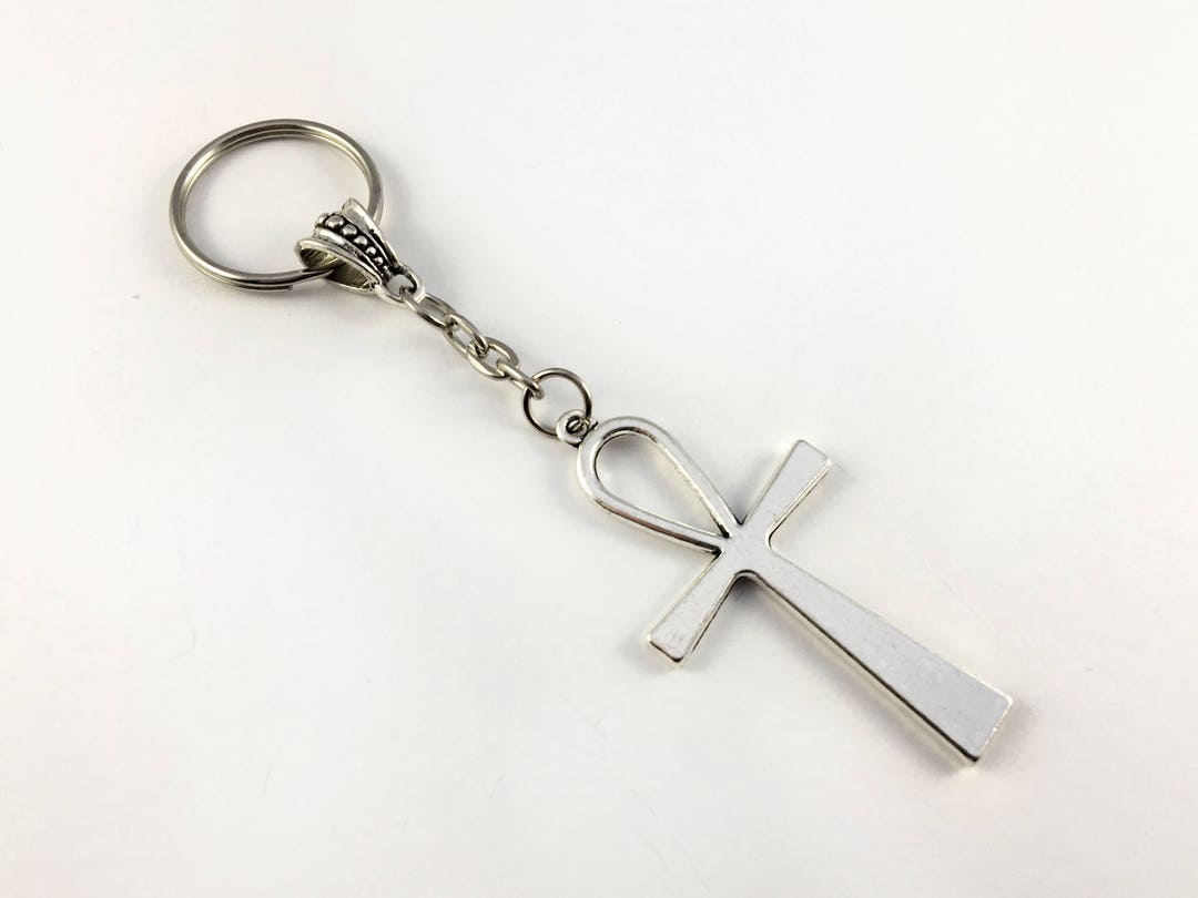 Silver Ankh Keyring - Goth Keychain, Gothic Ankh Keychain, Wiccan ...
