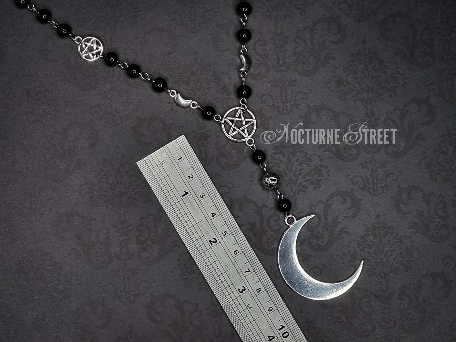 Gothic Rosary Necklace - Whimsigoth Moon Necklace, Trad Goth Jewelry ...