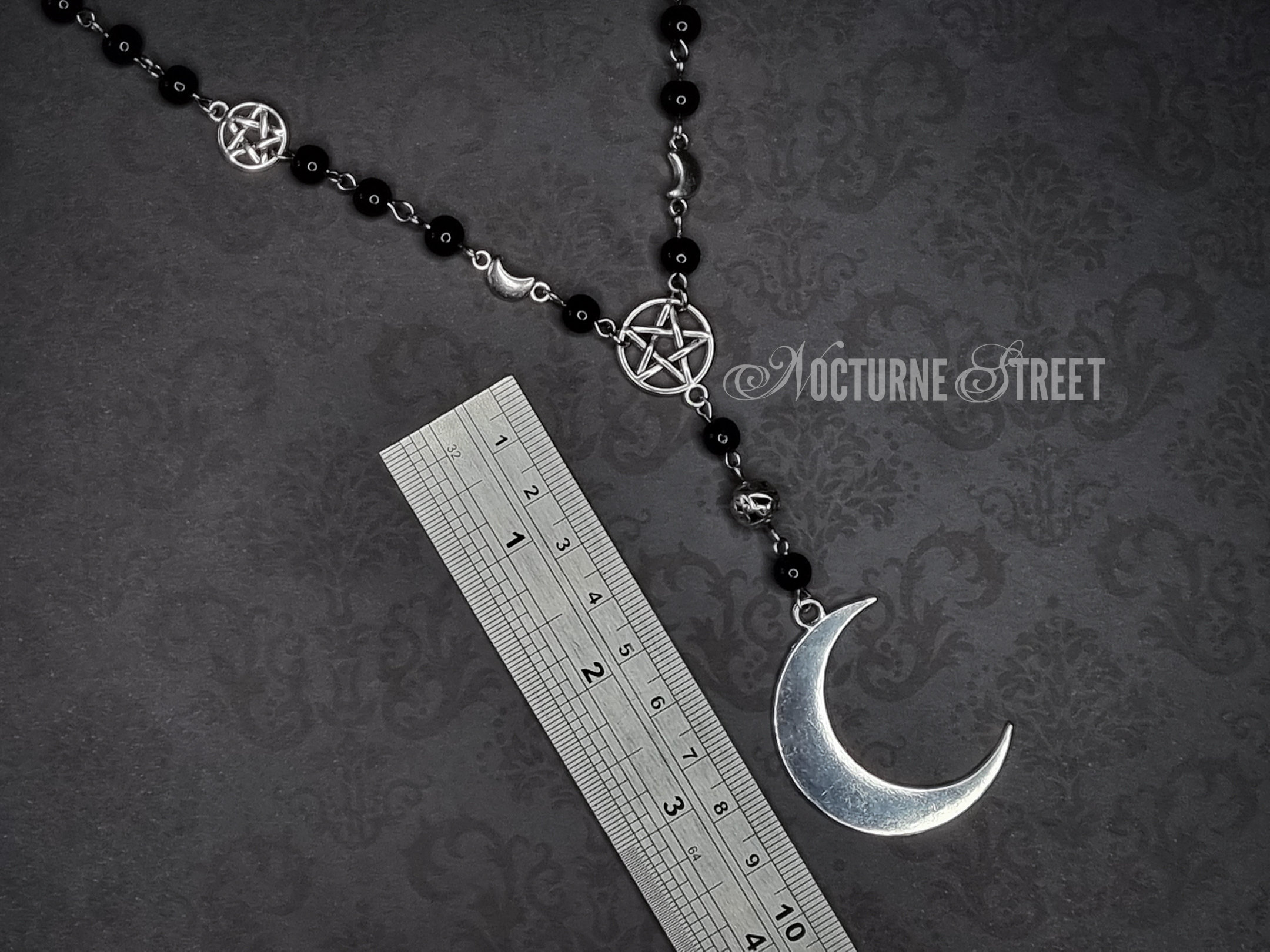 Gothic Rosary Necklace - Whimsigoth Moon Necklace, Trad Goth Jewelry ...