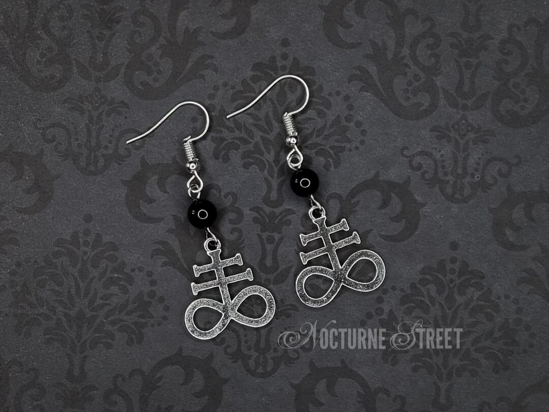 Silver Leviathan Cross Earrings - Satanic Jewelry, Goth Earrings ...