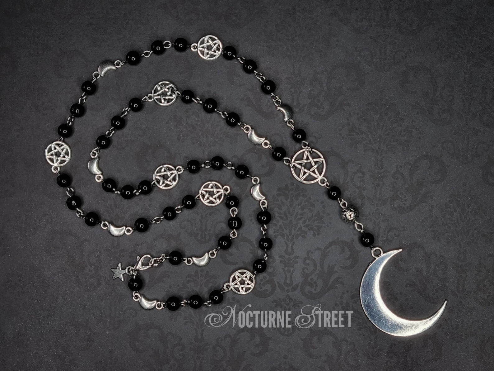 Gothic Rosary Necklace - Whimsigoth Moon Necklace, Trad Goth Jewelry ...