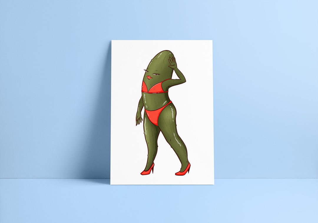 Pickle Wall Art Print Pickle Girl Funny Dill Pickle Art Print Quirky Food Wall Art Gift Cheeky ...