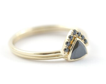 Triangle Diamond Ring Trillion Engagement Diamond Ring With | Etsy