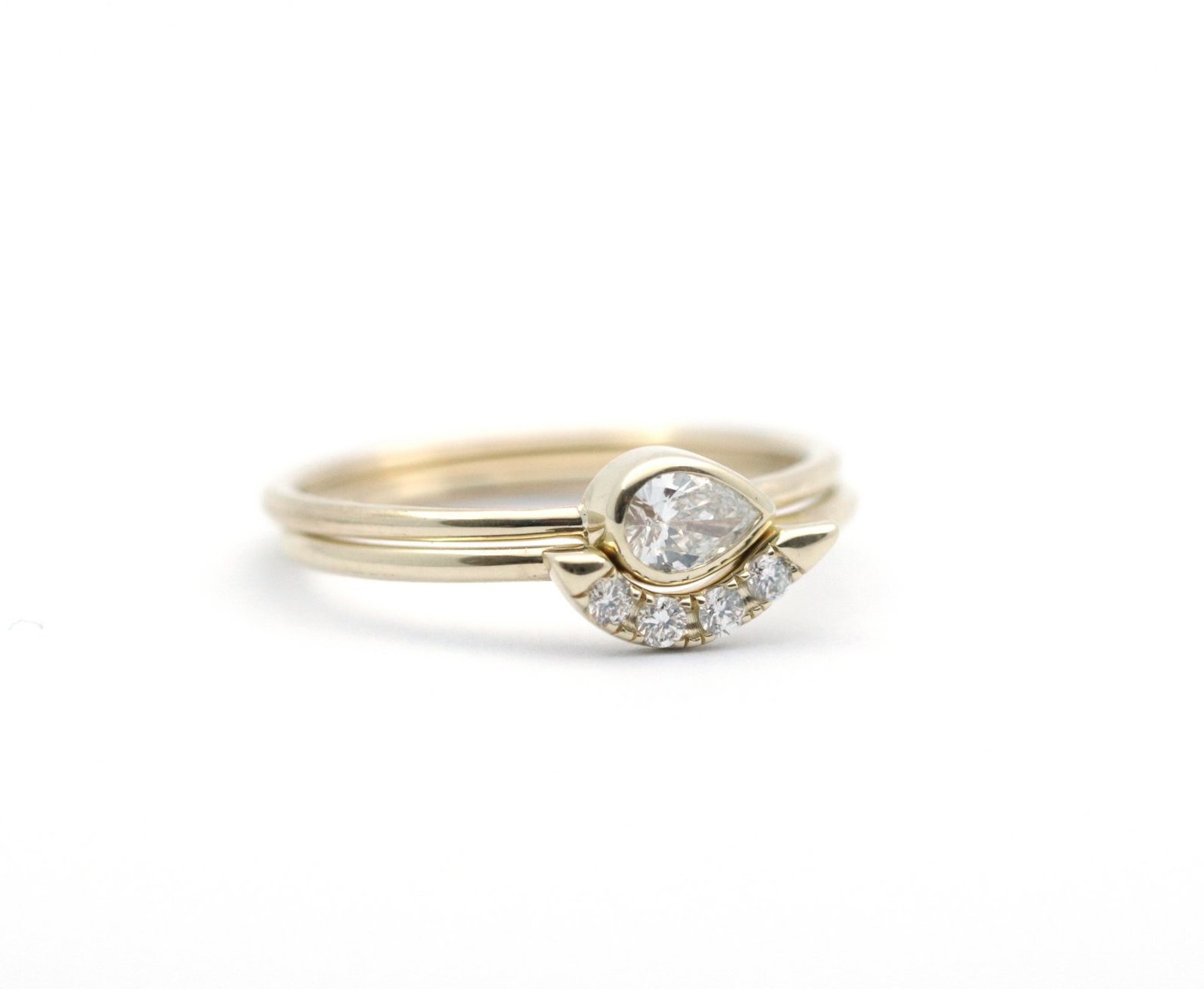 Diamond Rings Pear Diamond Ring Diamond Wedding Rings Set | Etsy