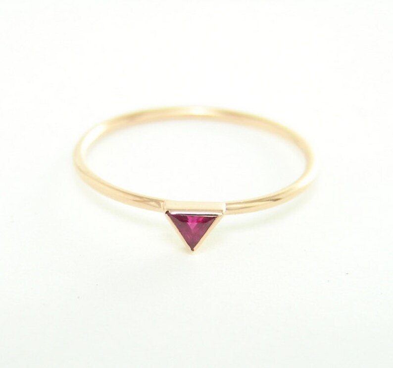 Triangle Ruby Ring - Engagement Ring - 14k Gold Ring - Gold Ruby Ring ...
