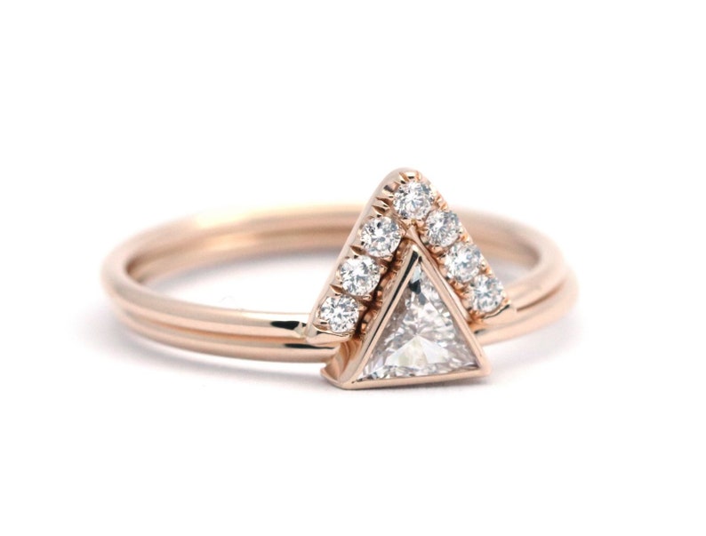 Triangle Diamond Bridal Set, Gold Diamond Rings, Diamond Rings, White ...