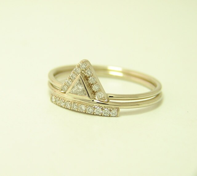 Wedding Diamond Set Diamond Ring Pave Ring Wedding - Etsy