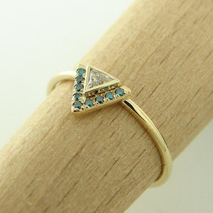 Diamond Ring - Diamond Engagement Ring - Triangle Cut Diamond Ring ...