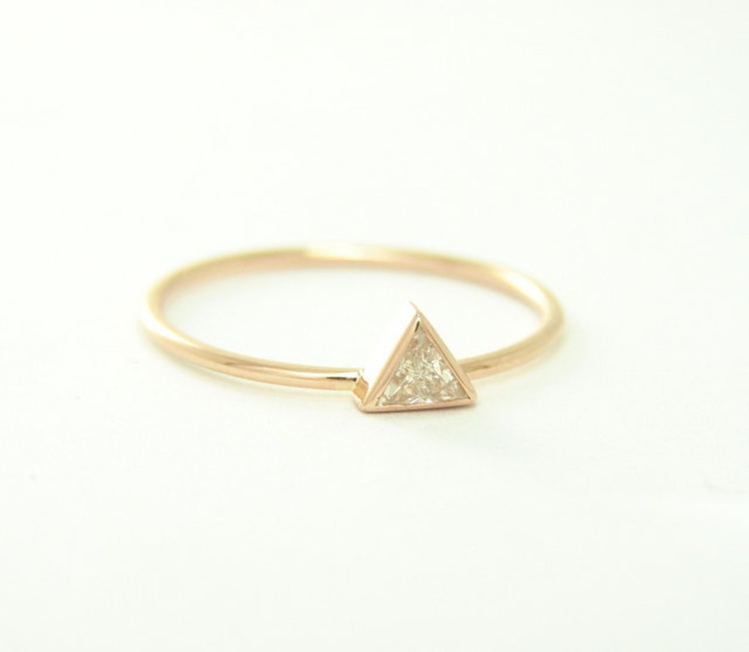 Triangle Diamond Ring, Diamond Engagement Ring, Solitaire Ring, Tiny ...