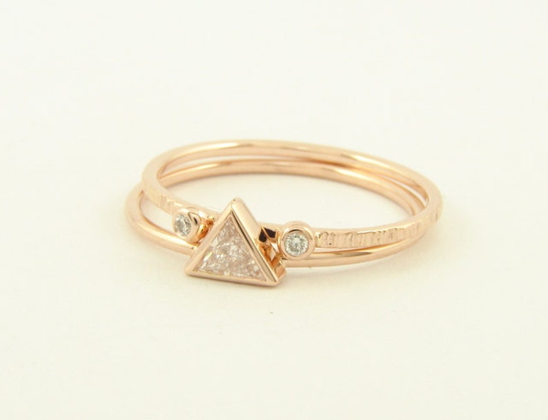 Triangle Diamond Ring Trillion Engagement Diamond Ring With - Etsy