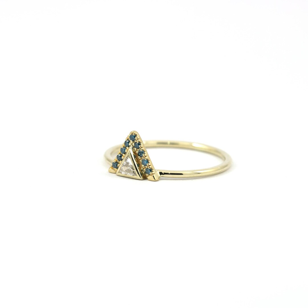 Diamond Ring - Diamond Engagement Ring - Triangle Cut Diamond Ring ...