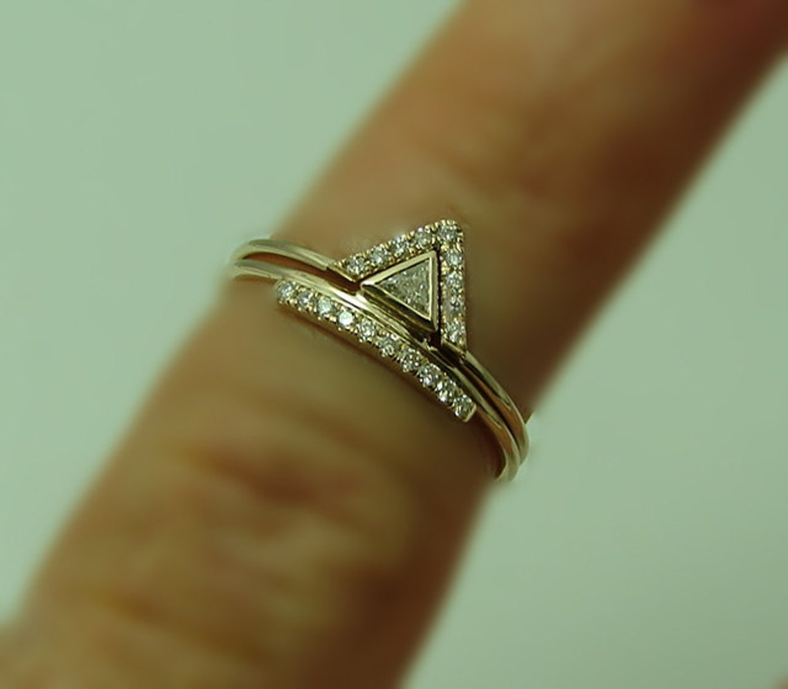 Wedding Diamond Set Diamond Ring Pave Ring Wedding - Etsy