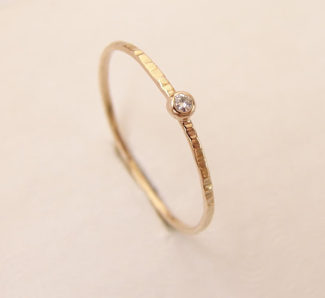 Diamond Ring Delicate Diamond Engagement Ring Thin Diamond - Etsy