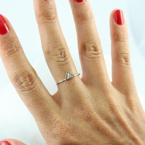 Diamond Ring - Diamond Engagement Ring - Triangle Cut Diamond Ring ...