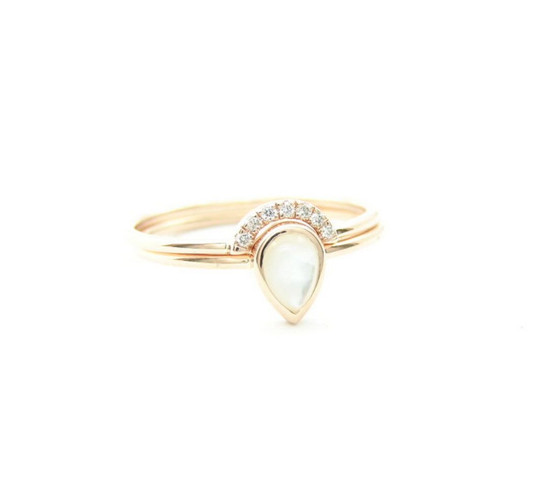 Wedding Set Ring Pear Ring & Pave Diamond Ring Wedding - Etsy