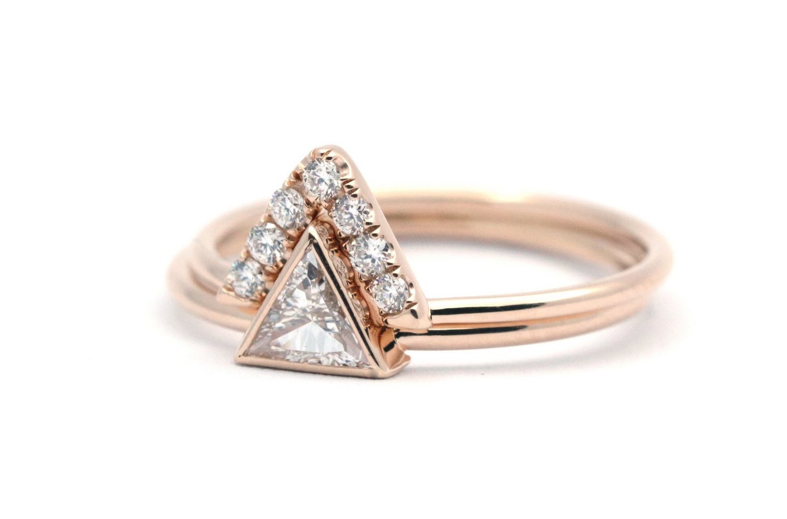 Triangle Diamond Bridal Set Gold Diamond Rings Diamond - Etsy