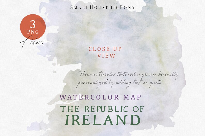 The Republic of Ireland Map, Watercolor Map, Digital Map, Map Clipart ...