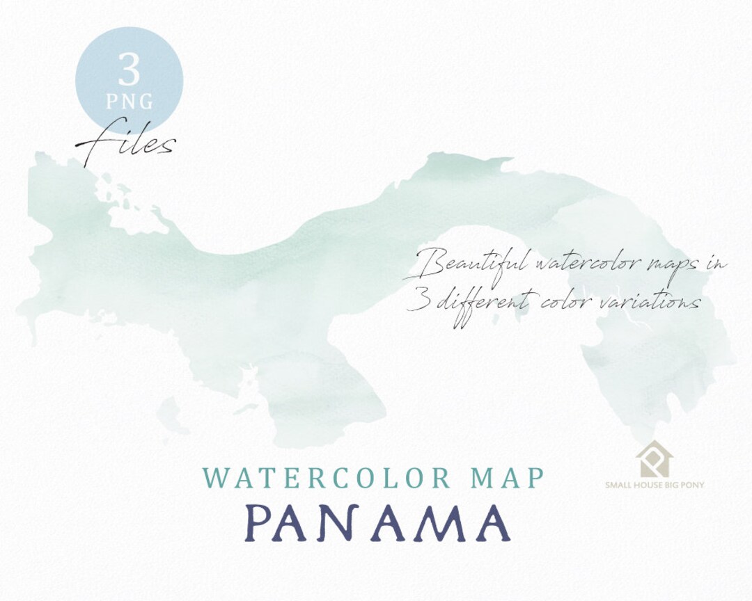 Panama Map, Watercolor Map, Instant Download, Digital Map, Map Clipart ...