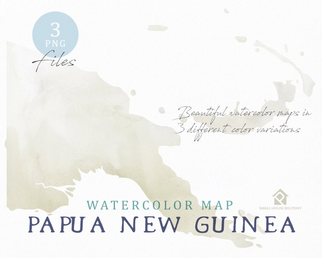 Papua New Guinea Map, Watercolor Map, Instant Download, Digital Map ...