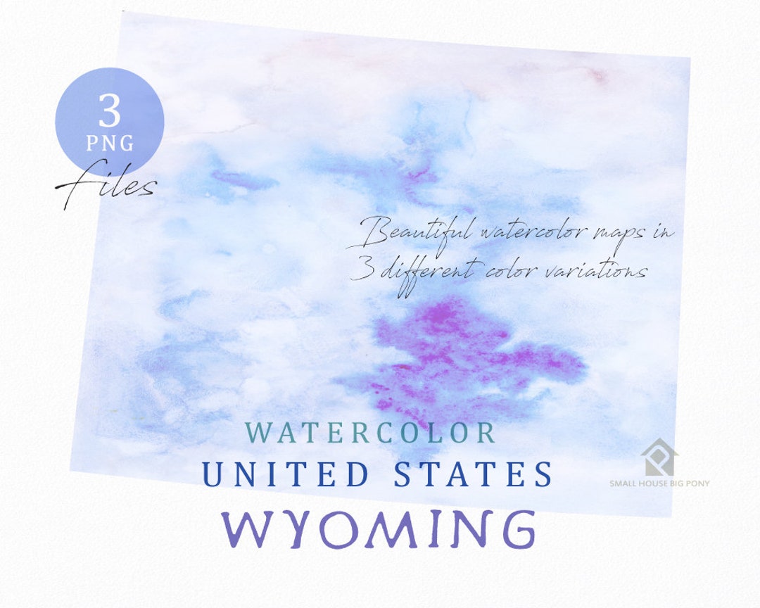 Wyoming Map, Watercolor Map, Digital Map, Map Clipart, Wall Art, Color ...