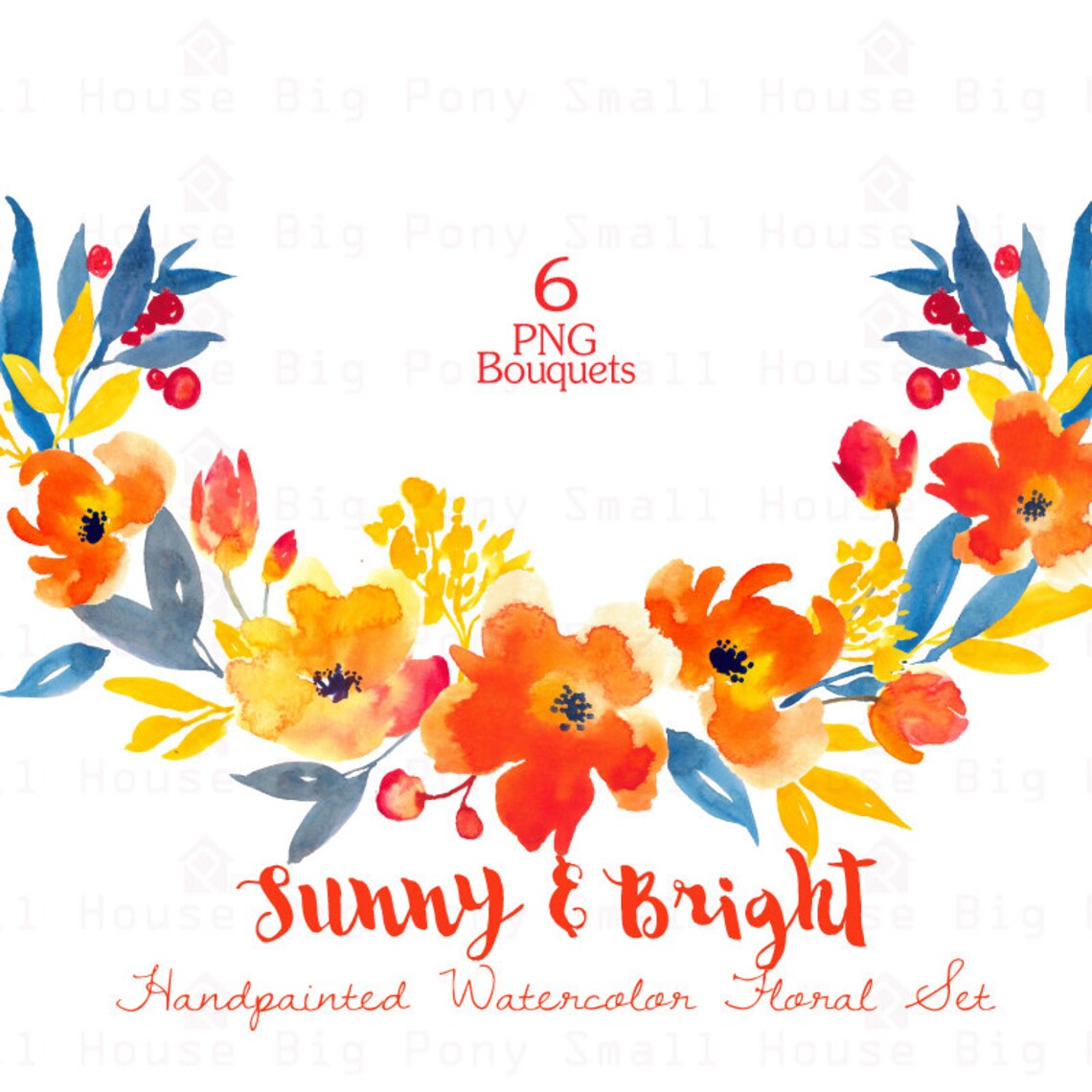 Watercolour Floral Clipart. Handmade watercolour clipart | Etsy