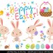 Bunny Cute Digital Clipart - Cute Easter Clipart, Baby Bunny Rabbit ...