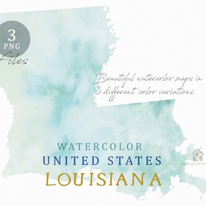 Louisiana Map, Watercolor Map, Digital Map, Map Clipart, Wall Art ...