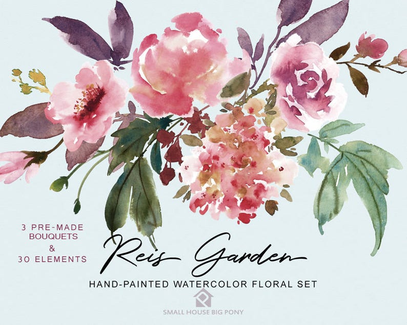 Digital Clipart Watercolor Flower Clipart peonies Clip art | Etsy