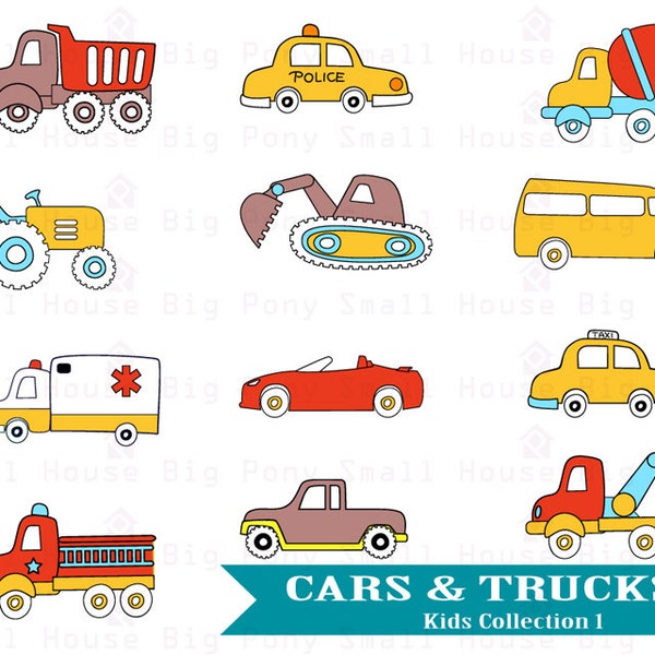 Cars and Trucks Clip Art - Etsy