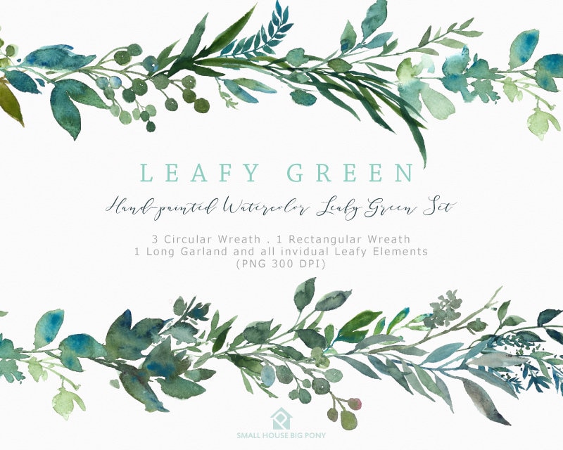 Visual Arts Paper Green Leaf Leaves Watercolor Clipart Set Watercolor ...