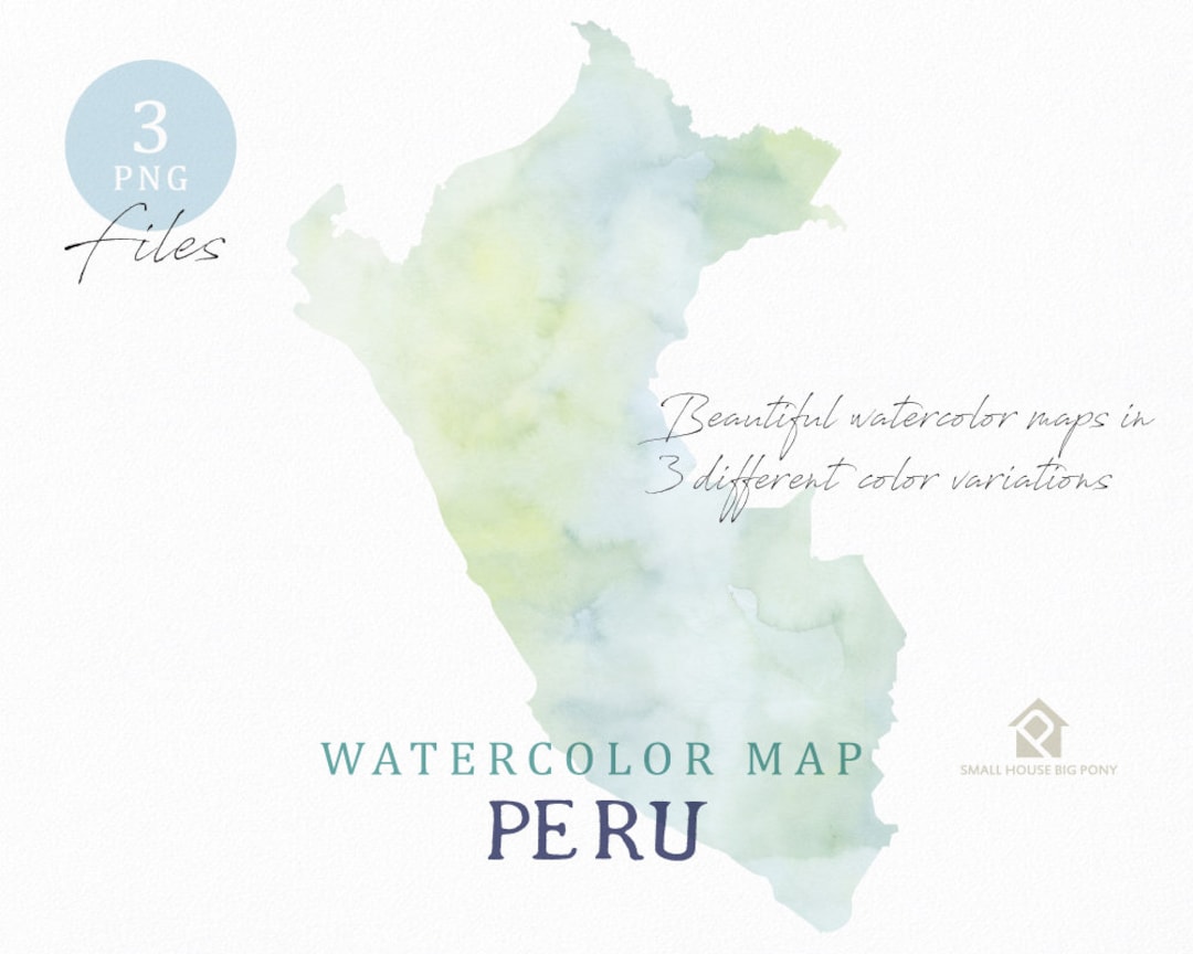 Peru Map, Watercolor Map, Instant Download, Digital Map, Map Clipart ...