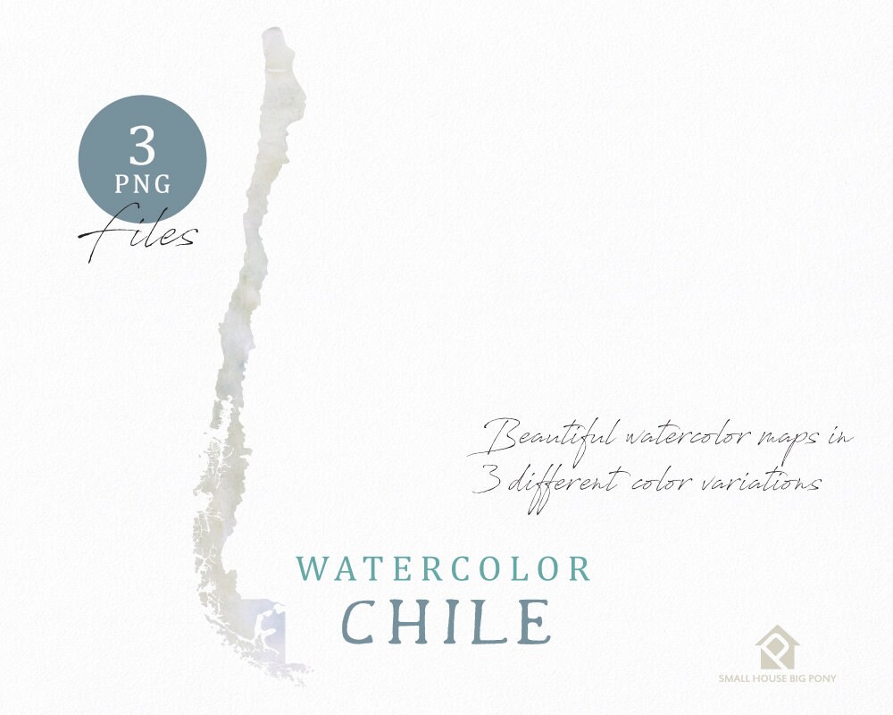 Chile Map, Watercolor Map, Instant Download, Digital Map, Map Clipart ...