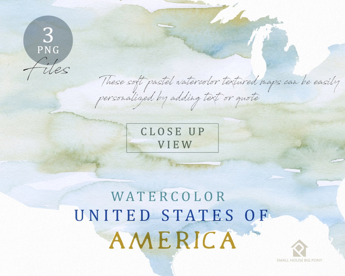 Watercolor USA Map, Instant Download, Digital Map, Map Clipart, Wall ...