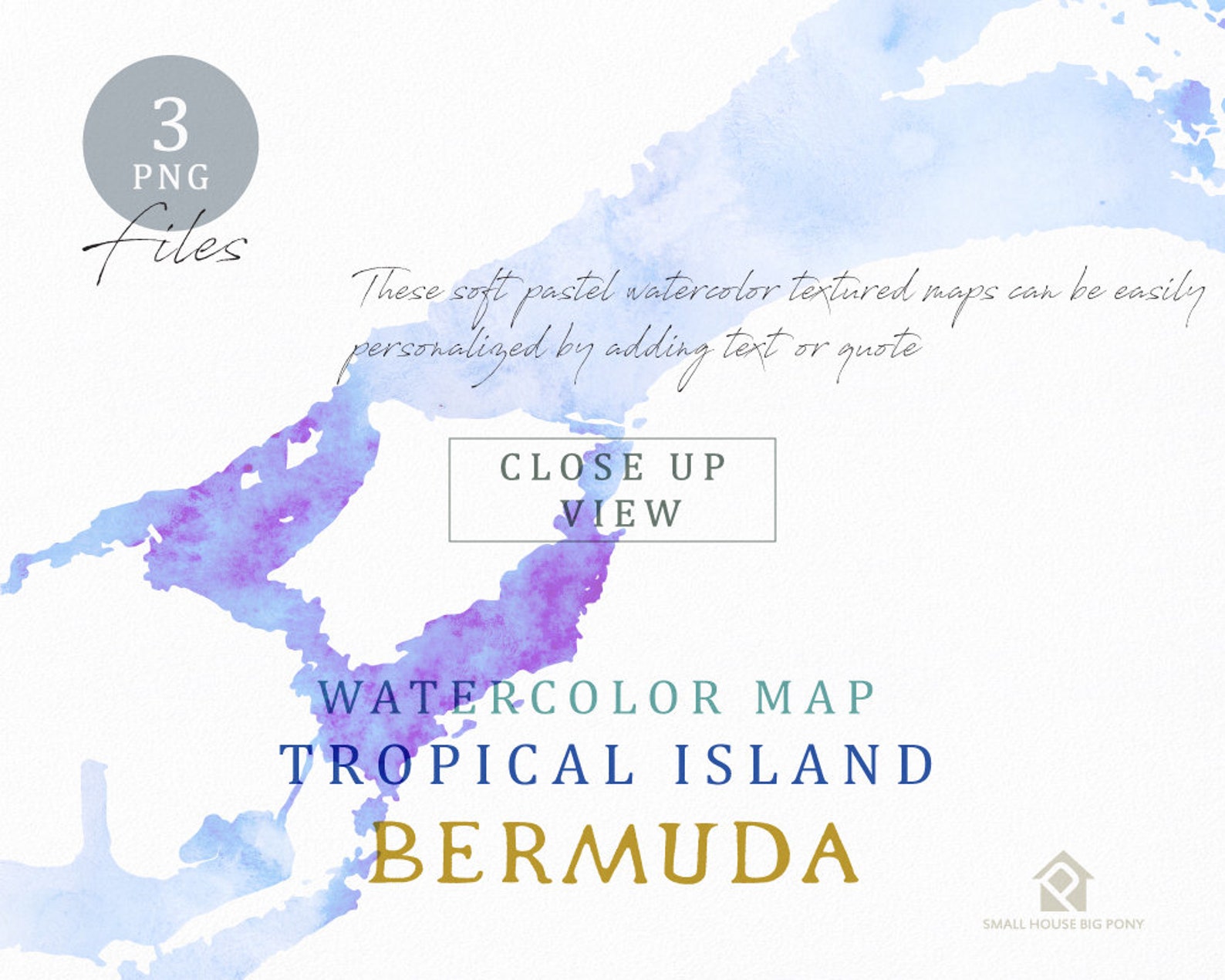 Bermuda Map Watercolor Map Instant Download Digital Map | Etsy