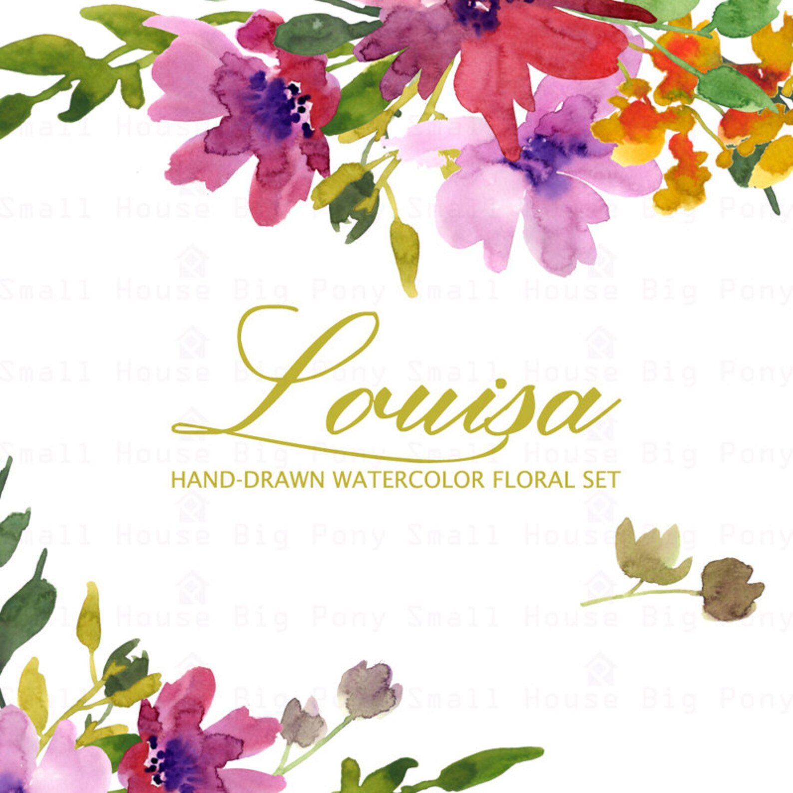 Watercolour Flowers Hand Painted Watercolor Floral Clip Art | Etsy