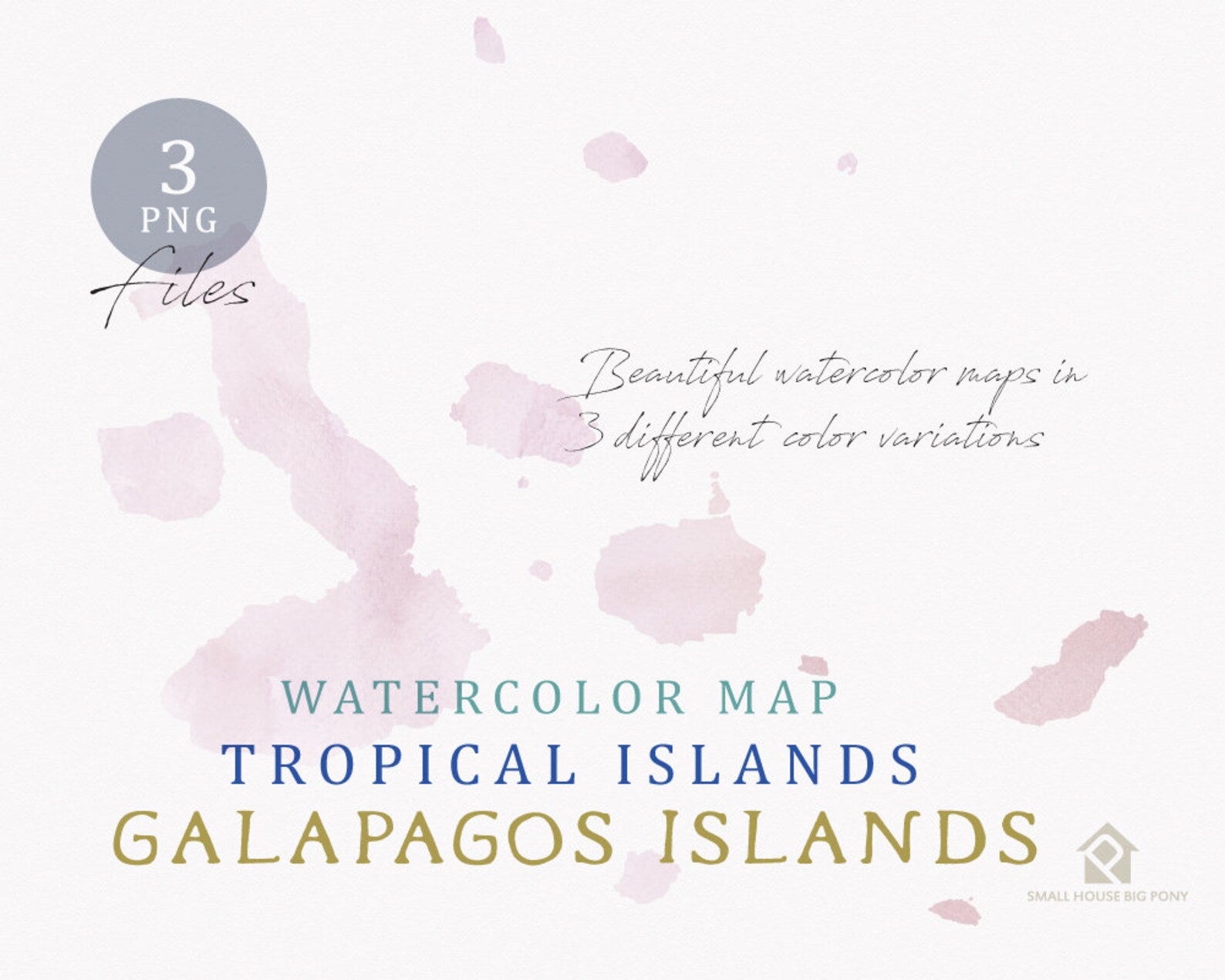 Galapagos Islands Map, Watercolor Map, Instant Download, Digital Map ...
