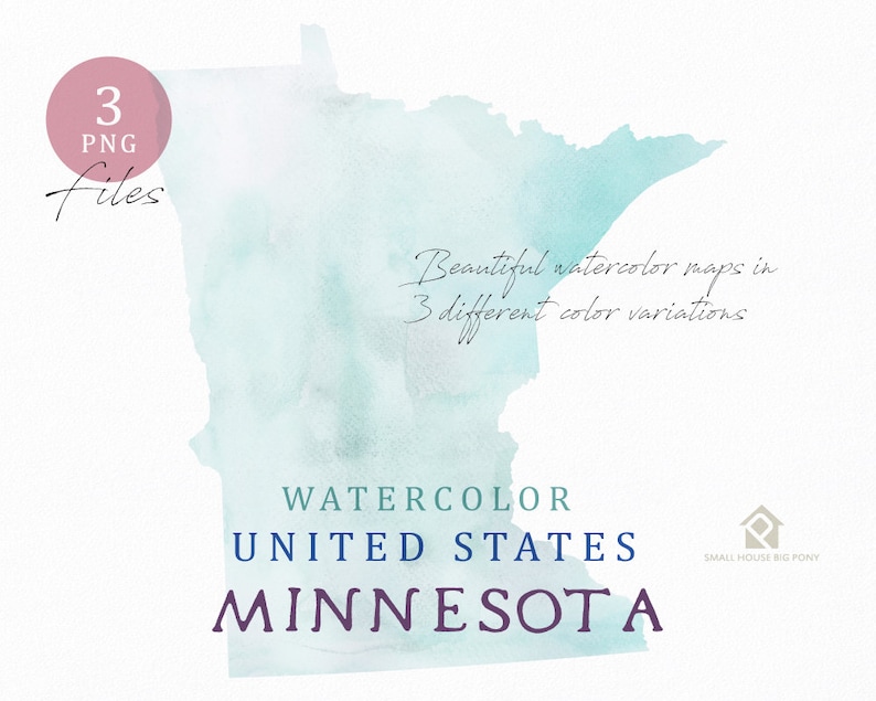 Minnesota Map Watercolor Map Digital Map Map Clipart Wall | Etsy