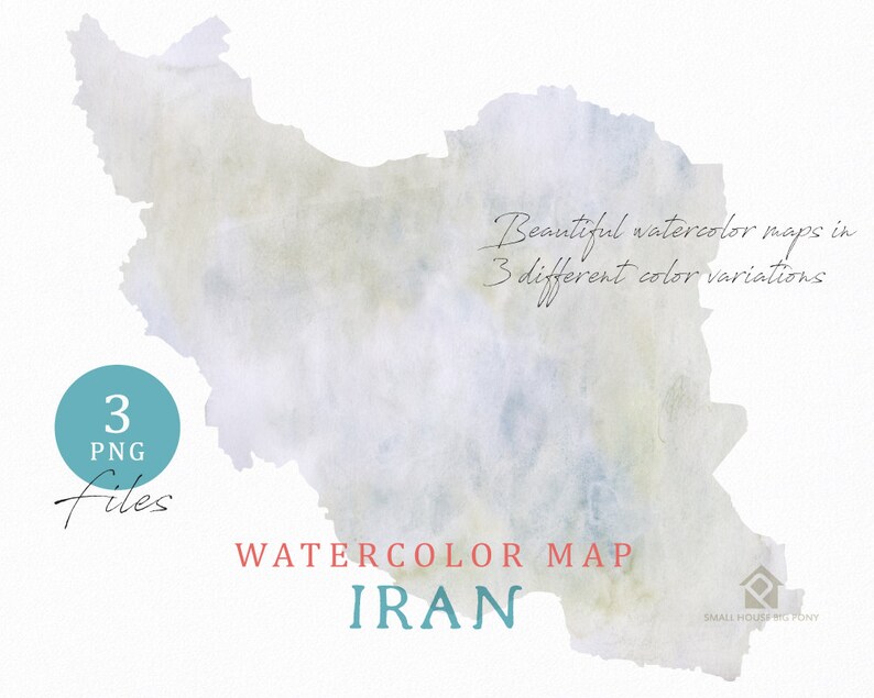 Iran Map, Watercolor Map, Instant Download, Digital Map, Map Clipart ...