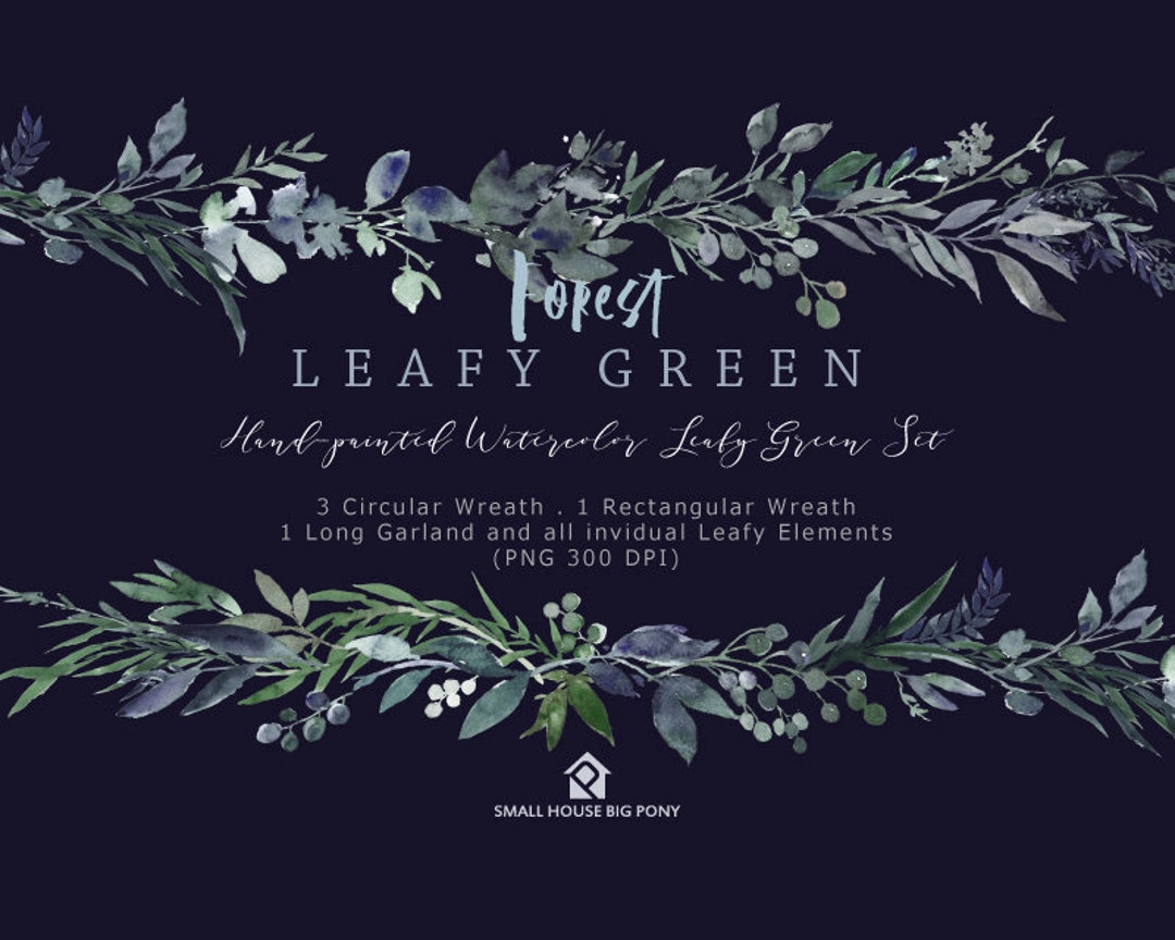 Digital Clipart- Watercolor Leaves Clipart, Wreath Clip Art, Leaf ...