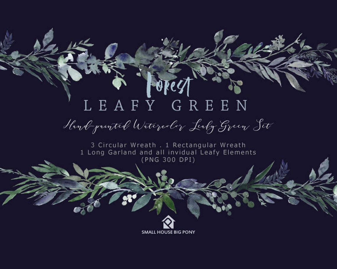 Digital Clipart- Watercolor Leaves Clipart, Wreath Clip Art, Leaf ...