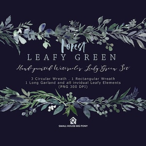 Digital Clipart- Watercolor Leaves Clipart, Wreath Clip Art, Leaf ...