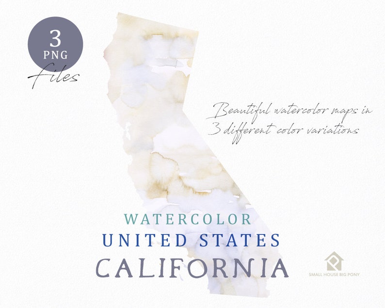 California Map, Watercolor Map, Digital Map, Map Clipart, Wall Art ...