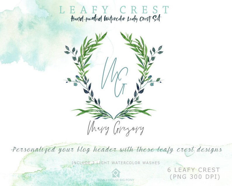 Leafy Crest Clip Art. Green Laurel Crest and Leaves Clipart. Crest ...