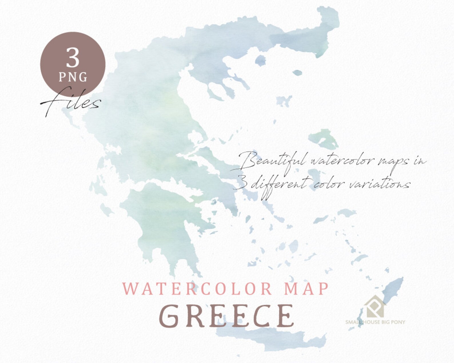 Greece Map, Watercolor Map, Instant Download, Digital Map, Map Clipart ...