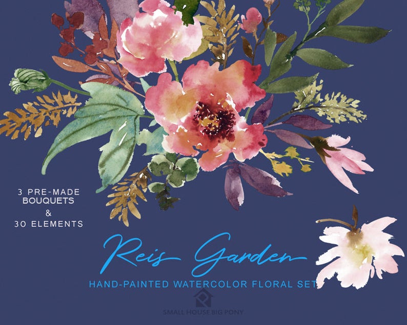 Digital Clipart Watercolor Flower Clipart peonies Clip art | Etsy