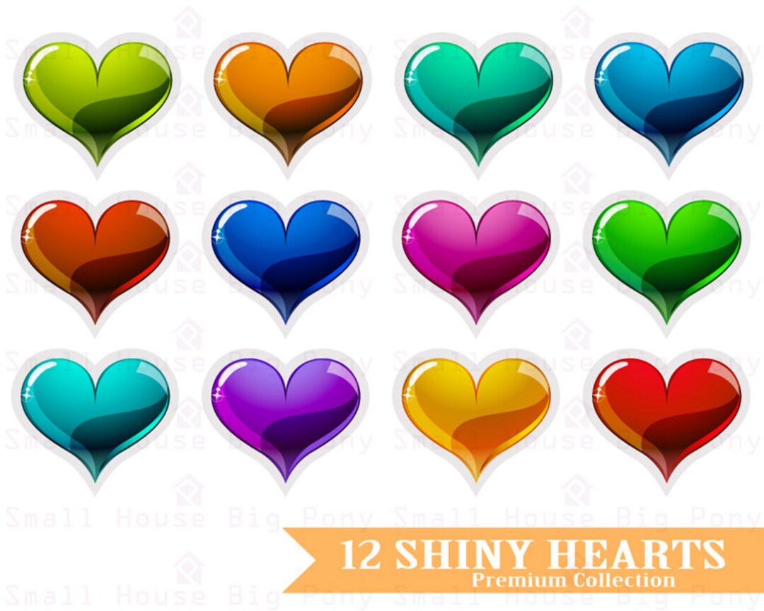 Clipart Hearts Set, Digital Hearts, Clip Art Hearts, Shiny Hearts, Clip ...