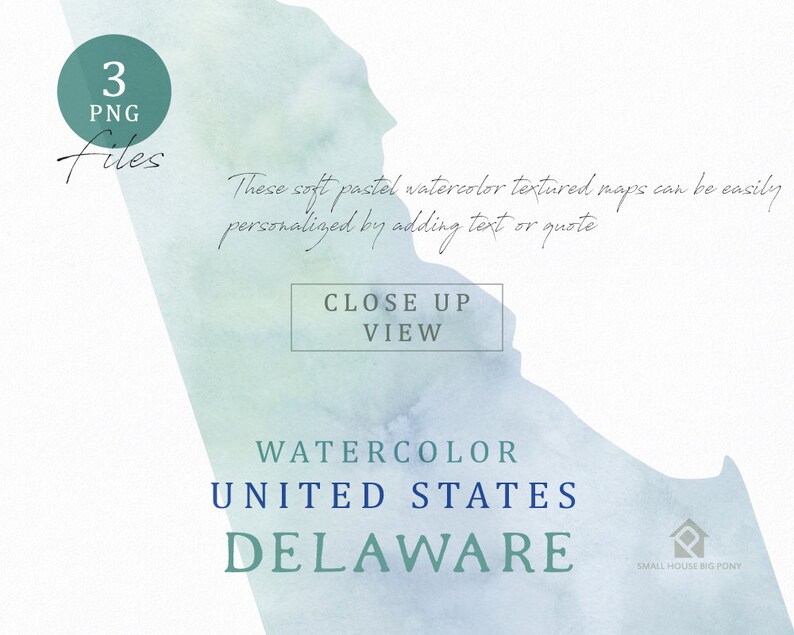 Delaware Map Watercolor Map Digital Map Map Clipart Wall | Etsy
